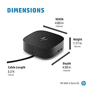 HP USB-C Dock G5-8 in 1 Adapter for Both USB-C and Thunderbolt-Enabled Laptops, PCs, & Notebooks - Single Cable for Charging, Networking, or Data Transfers - Great for Secure & Remote Management