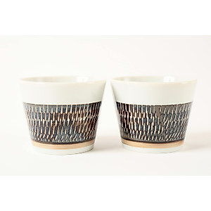 Mino ware Japanese Pottery Pair Sobachoko Tea Cup made in Japan (Japan Import) Rusty Brown Tobikanna STY002