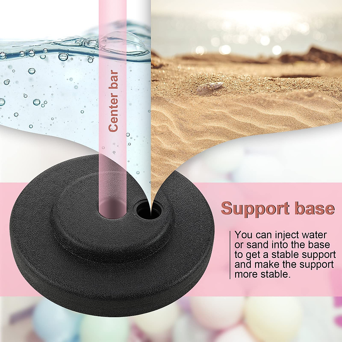 2 Set Balloon Column Stand Kit with Base Pole Balloon Clips Fixed Spike, UPGRADE 65 Inch Height Balloon Tower Decorations for Wedding Baby Shower Birthday Bachelorette Graduation Party Parties Events