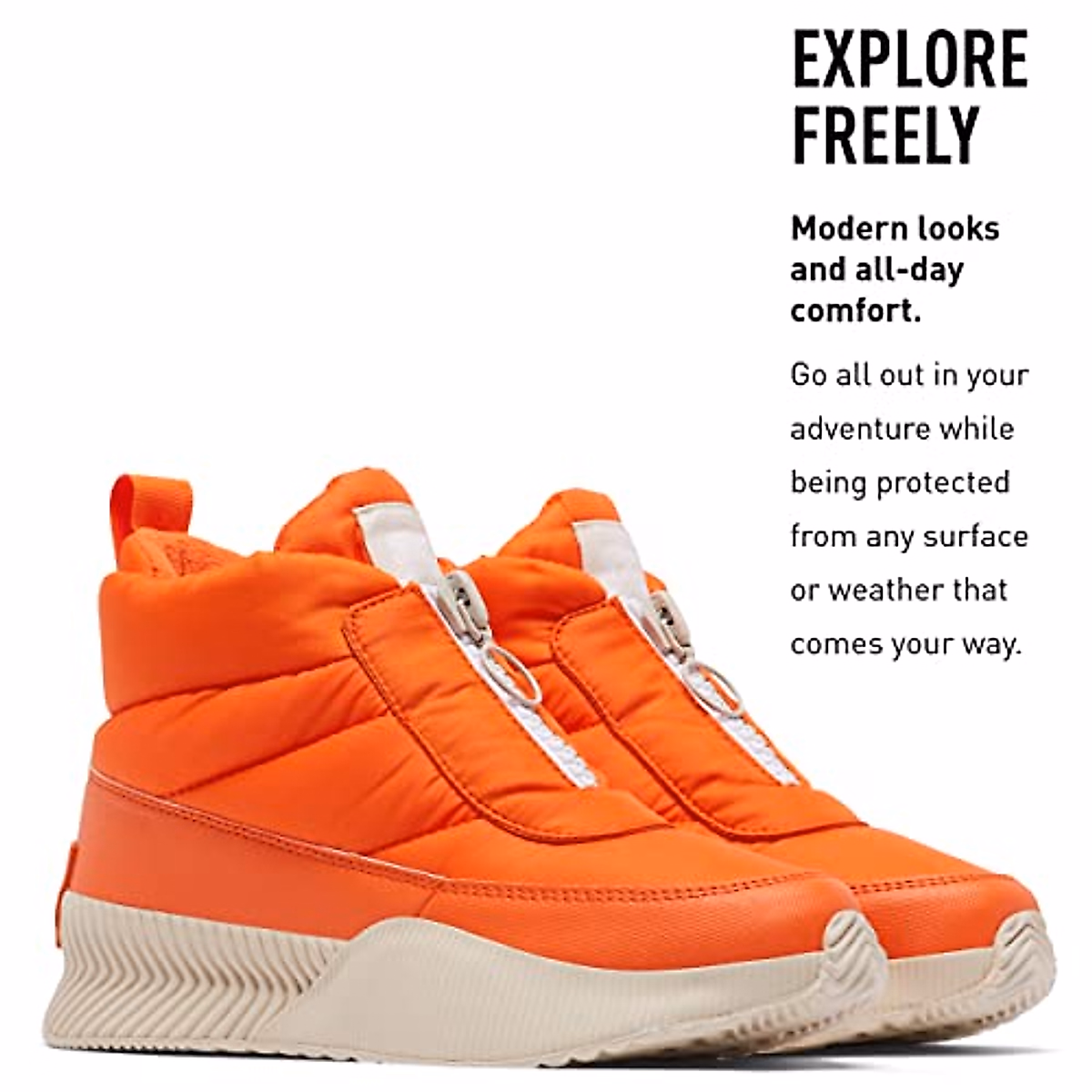 Sorel Women's Out 'N About Puffy Zip Waterproof Boot - Heatwave, Fawn - Size 10