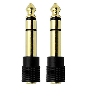 Chadou Audio Adapter 6.35mm (1/4 inch) Male to 3.5mm (1/8 inch) Female Stereo Headphone Connector Gold Plated, 2 Pack