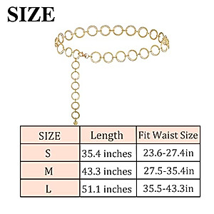 ELABEST O-Ring Chain Belt Waist Chain Belts Adjustable Waist Body Jewelry Accessories Women Girls