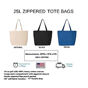 Customized Christmas Unicorn Zippered Canvas Bag, Xmas gift Zippered Tote Bag (Zippered Canvas Bag : 25L 20"W x 15"H x 5"D. 25" self-fabric handle. 11" handle drop)