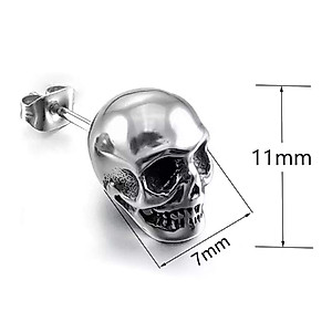 3 Pairs Gothic Skull Earring Studs for Men Women,Hypoallergenic,for Hallloween Party Cosplay