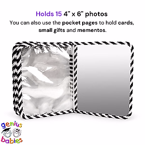 Baby's First Photo Album - My First Family Photo Album - Soft Fabric, Baby Safe, Easy to Clean, Holds 15 Photos, Personalize with Your Favorite Pictures, No Hard Edges