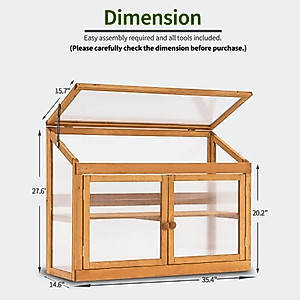 MCombo 2-Tier Wooden Cold Frame Garden Greenhouse Raised Flower Planter Shelf Bed Protection 6057-0160 (Orange)