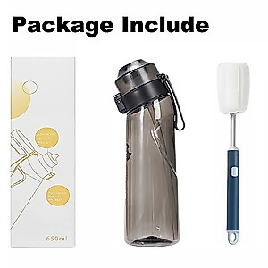 AlR UP Water Bottle, 650ML Fruit Fragrance Water Bottle with Bottle Brush, 0% Sugar Water Cup BPA Free, Sports Water Cup Suitable for Gym and Outdoor Sports