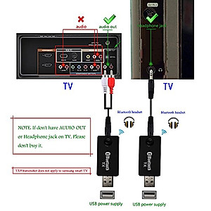 Bluetooth Transmitter for TV PC,YETOR 3.5mm Portable Stereo Audio Wireless Bluetooth 5.2 Audio Transmitter for TV,PC,MP3/MP4.USB Power Supply(TX9)
