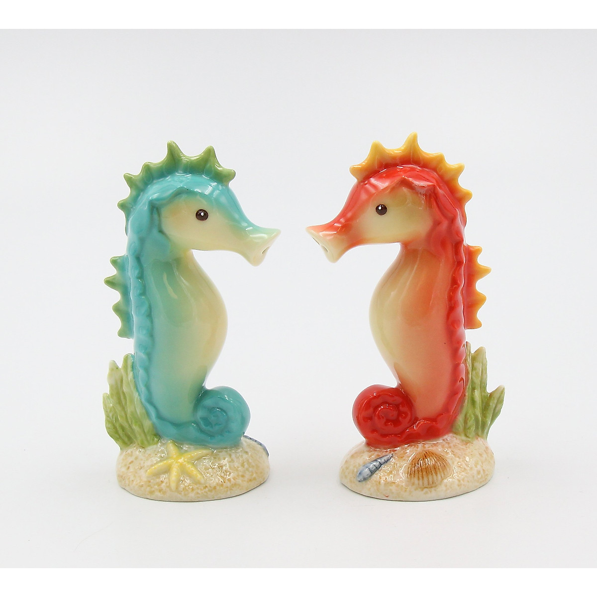 Cosmos Gifts 20784 Fine Porcelain Seahorse Salt and Pepper Shakers Set, 4" H