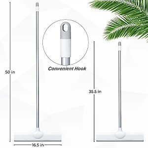 Floor Squeegee 50" Long Handle Rubber Squeegee Broom for Garage Concrete Shower Tile Pet Hair Deck Heavy Duty Floor Wiper Water Squeegee