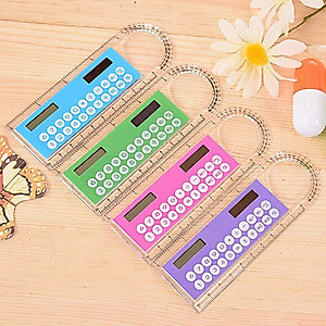 3 in 1 Calculators Mini Pocket Basic Calculator with Magnifier Solar Transparent Ruler Calculator Digital Desktop Calculator for Kids Student School Supplies Silver