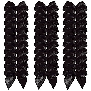 Micomon 50pcs 1-Inch Mini Ribbon Bows for Crafts Small Black Bows Christmas Decoration Embalishement Scrapbooking(Black)