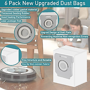 NEACUTE Vacuum Cleaner Attachments Replacement Parts - Compatible for iRobot Roomba i3 i4 i6 i7 i8 i8 E5 E6 E7 &J7, 2 Roller Brushes, 6 HEPA Filters, 6 Side Brushes, 6 Dust Bags