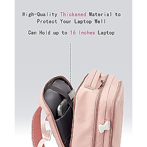 LUCKGLOW Travel Backpack for Women, Pink, Carry on Backpack, Laptop Backpack 15.6 Inch, Travel Essentials, Casual Daypack Backpack