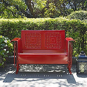 Crosley Bates Metal Gliding Patio Loveseat in Red