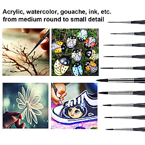 Transon 10pcs Small Detail Miniature Model Painting Brush Set for Acrylic Watercolor Gouache Ink Tempera and Body Painting