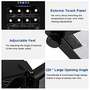 28 Bottle Wine Cooler Refrigerator Inverter Compressor Wine Fridge Cabinet for Countertop or Table Home Freestanding with Lock,Quiet Operation Adjust Temperature 41°F-64°F Small Cooling Wine Cellar for Alcohol Drinks With Digital Touch Display
