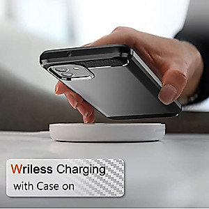 Dretal Galaxy A03 Case, Samsung A03 5G Case with Tempered Glass Screen Protector, Shock-Absorption Brushed Flexible Soft Carbon Fiber Protective Cover for Samsung Galaxy A03 (LS-Black)