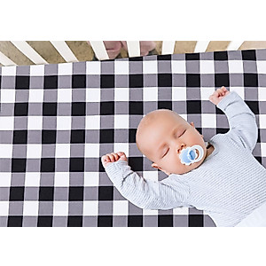 4 Pack Buffalo Check Plaid Neutral Unisex Fitted Baby Crib Sheets Set for Baby Boys or Girls (Red)