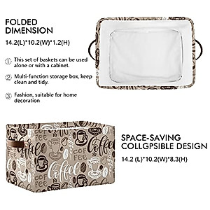 Coffee Storage Basket Fabric Storage Bin Farmhouse Coffee Pod Holder Baskets, Coffee Cup Foldable Storage Boxes Organizer for Baby Cloth Dog Toy Book Storage Cubes Shelf Closet Basket 16×12×8 Inches
