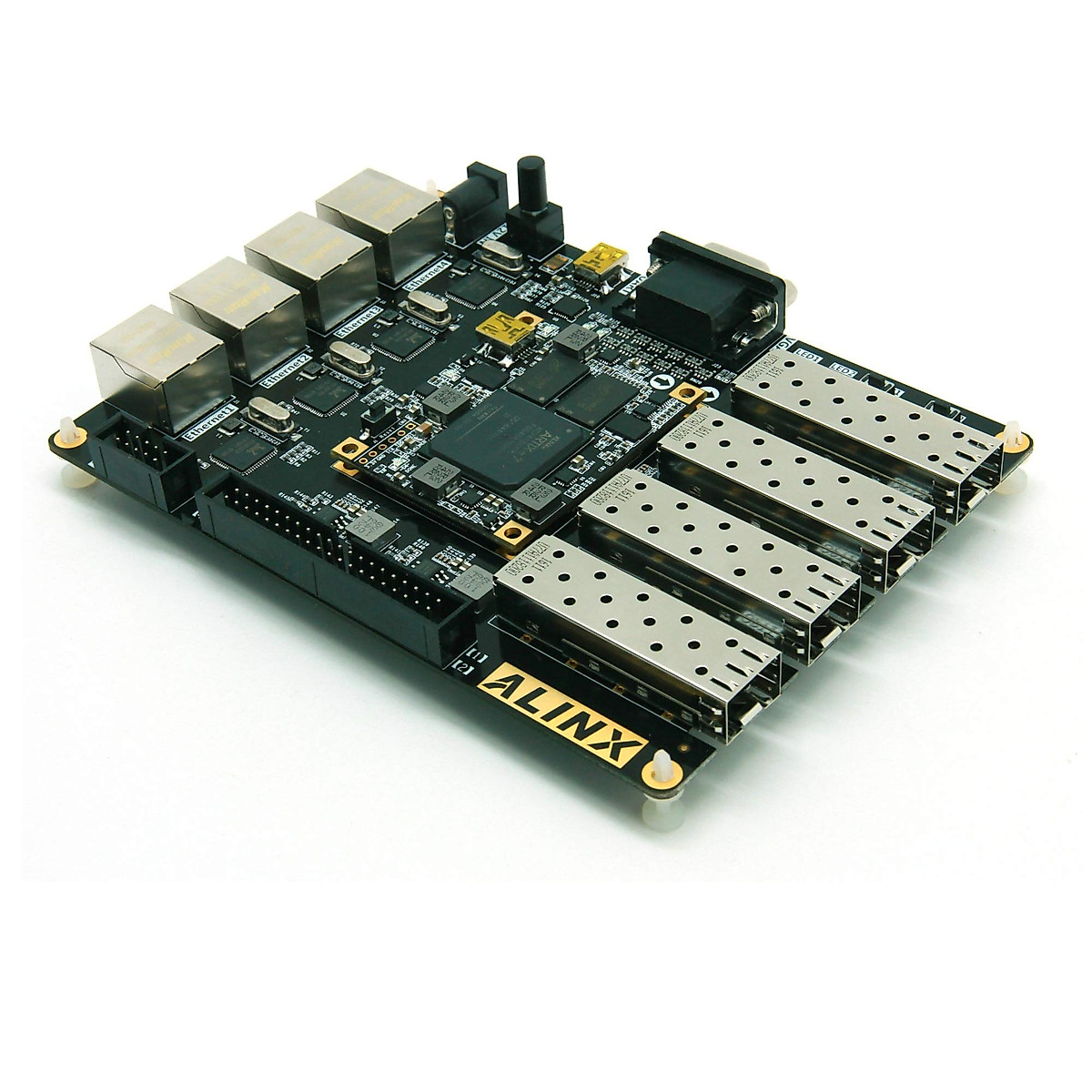 ALINX Brand XILINX A7 FPGA Development Board Artix-7 XC7A100T 4 Ethernet 4 SFP RS232 VGA fpga Evaluation kit (FPGA Board + Platform Cable USB + AD Module)