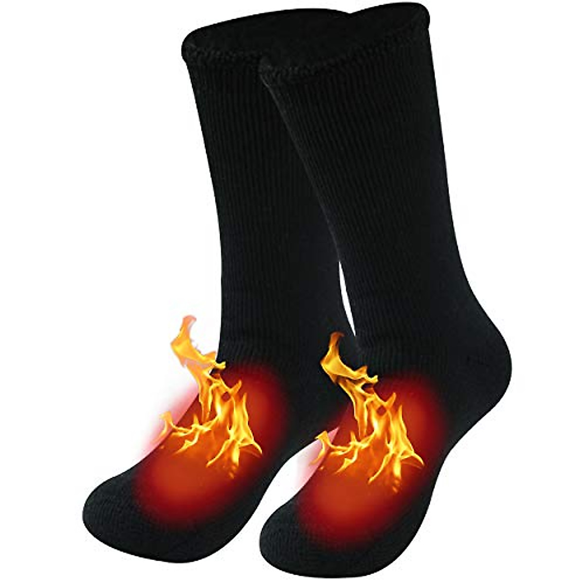 JSPA Thick Thermal Hiking Socks, Skiing Snowboarding Thermal Socks for Men,Stocking Stuffers Heated Socks for Women, Thick Warm Insulated Heated Crew Slipper Socks for Cold Weather,1 Pair Black Large