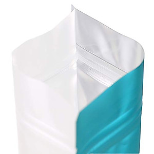 Clear Window Standup Colored Metallic Mylar Ziplock Bag (100 Bags) (Blue, Standup | 3.5oz)