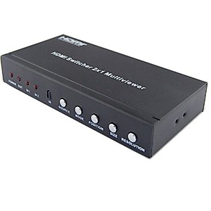 HUIERAV HDMI 2x1 Multi-Viewer Seamless Switch with PIP Function| Support Scaler UP&Down HDMI 1.3a Full HD 1080P | 4 Picture Mode | RS232 and Remote Control