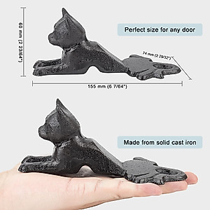 Earl Diamond Heavy Duty Cast Iron Cute Cat Door Stops | Decorative Cute Animal Statue Metal Door Stopper Wedge, with Non-Slip Mat for Home Office Commercial