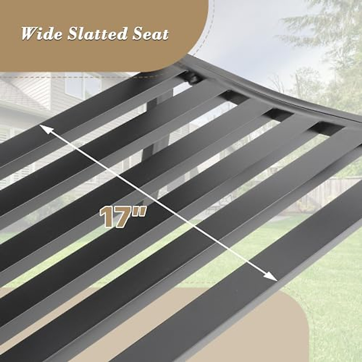 Athena Collection 50" Garden Bench Outdoor Patio Bench with Backrest, Cast Iron Metal Frame Porch Bench Park Farmhouse Bench Weatherproof Furniture for Backyard Lawn Garden Entryway, Black