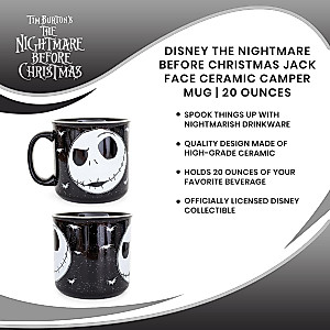 Disney The Nightmare Before Christmas Jack Face Ceramic Camper Mug | 20 Ounces