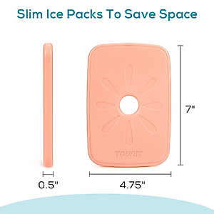 TOURIT Lunch Bag Women Double Deck Lunch Box Insulated Lunch Cooler Pink, with Reusable Long-Lasting Slim Ice Packs, Camping Accessories, 2 Packs Pink & Purple