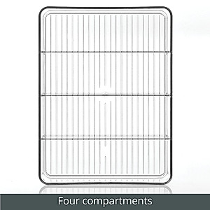 mDesign Plastic Bathroom Storage Organizer Bin Box - 4 Divided Sections - for Cabinets, Shelves, Countertops, Bedroom, Kitchen, Laundry Room - Ligne Collection - 2 Pack - Clear