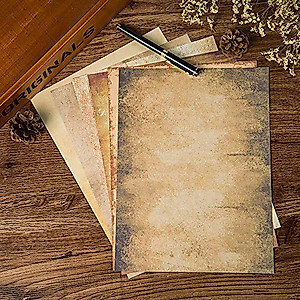 60 Sheet Stationery Paper - Old Fashion Aged Classic Vintage Antique Design, Double Sided - 6 Designs-100 gsm, 8.5 x 11 Inches