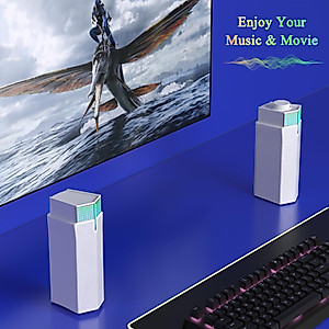 Jeecoo M20 Bluetooth Computer Speakers for PC Desktop Monitor, Gaming PC Sound Bar - Wired USB-Powered, Superb Stereo Sound, with LED Lighting, White