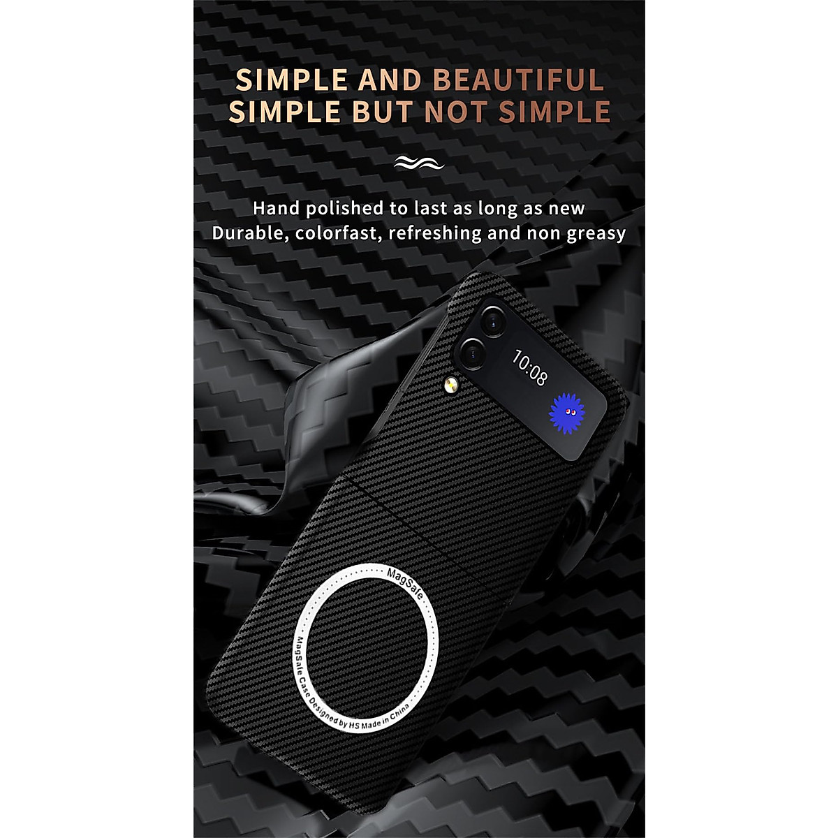 Carbon Fiber Magnetic Phone Cases for Samsung Galaxy Z Flip 3 Z Flip 4 5G Hard PC Back Cover,Z5,for Z Flip 3