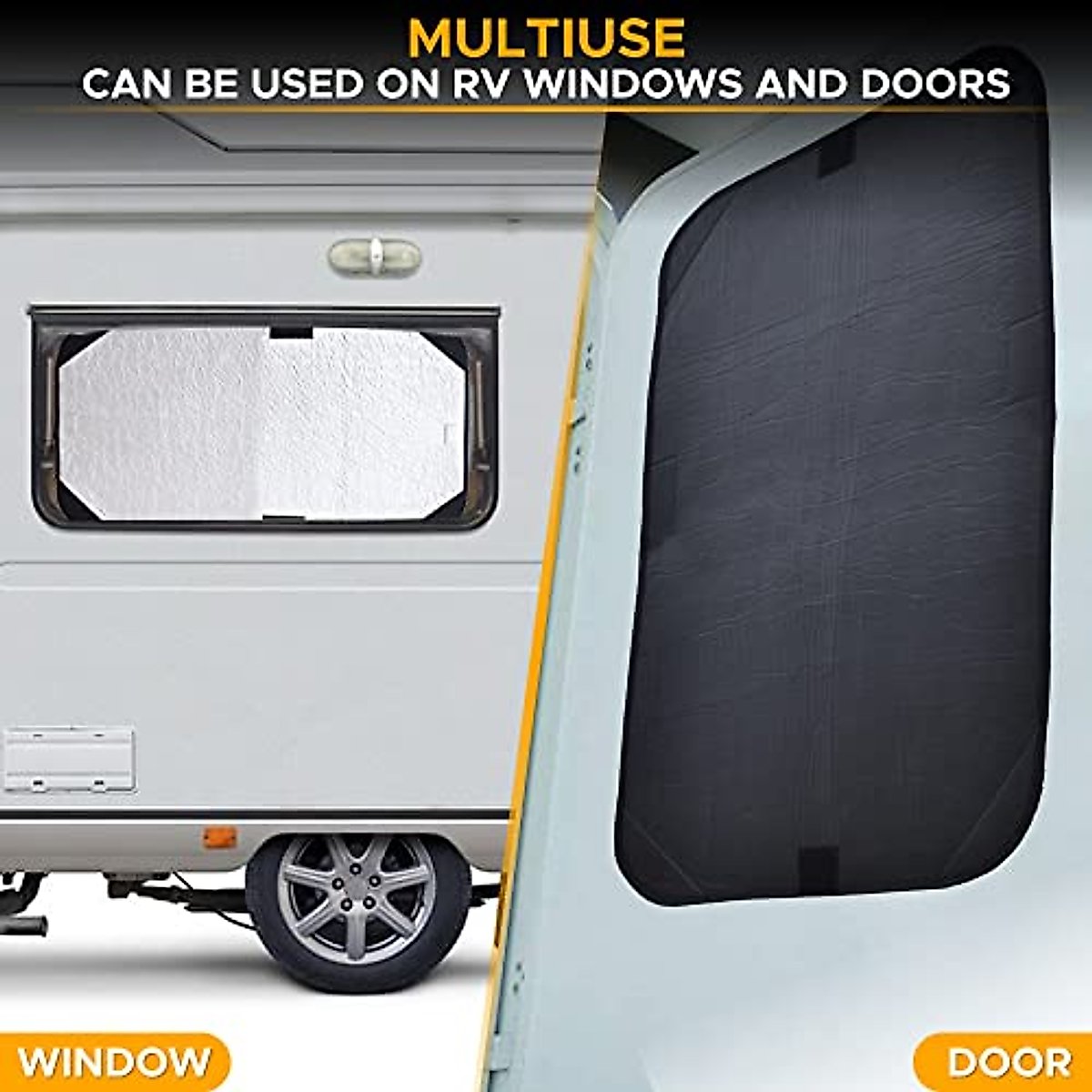 EcoNour RV Door Window Shade | Foldable RV Blinds for Camper Windows | Velcro RV Door Shade & RV Window Coverings to Maintain Temperature | Privacy Rv Camper Accessories-16 X25