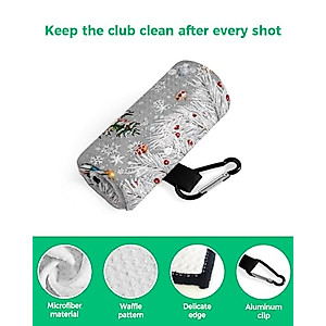 Golf Towel Christmas Tree Xmas Snowman Grey,Waffle Pattern Microfiber Club Cleaner Golf Towels with Carabiner Clip for Women Men Dad,Pine Needle Snowflake Golf Towel for Golf Bags Accessories,24x16in