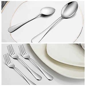 24-piece Forks and Spoons (8 Inches) Silverware Set, HaWare 18/0 Stainless Steel Serving Flatware Cutlery Set for Home, Kitchen and Restaurant, Mirror Polished, Dishwasher Safe