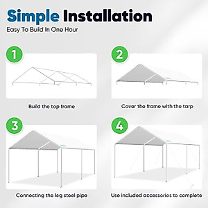 Quictent 10'X20' Heavy Duty Carport Car Canopy Party Tent Boat Shelter