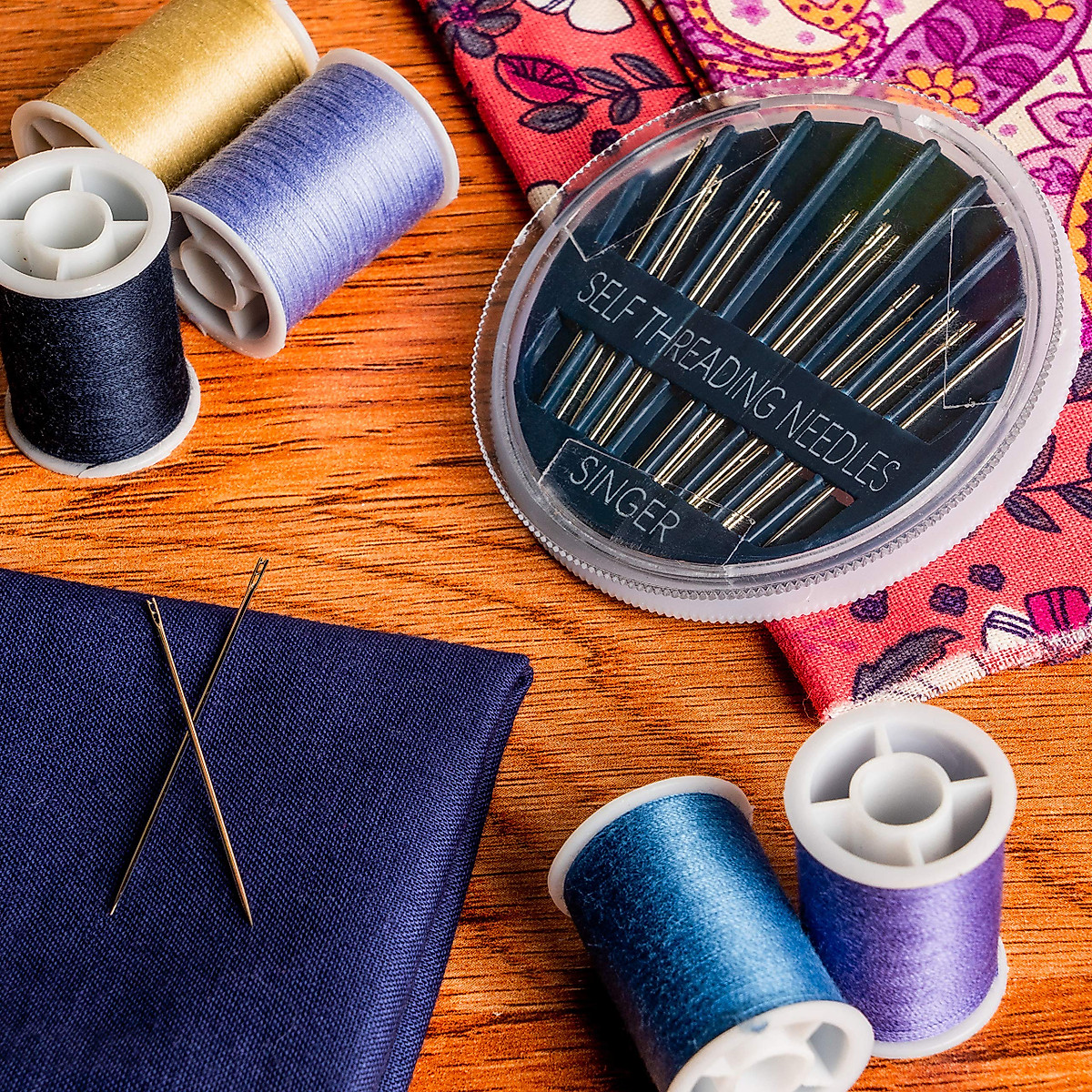 SINGER 00290 Self-Threading Hand Sewing Needles, Assorted, 15-Count