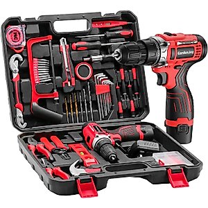 Home Tool Set with Power Drill, 85 Piece Electric Drill Kit with 12V Cordless Drill Driver, Household Tool Kit for All Purpose, Drill Sets Combo Kit with Tool Case for DIY Project and House Repair