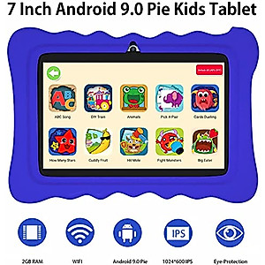 Kids Tablet 7 Inch with Case Included, Tablet for Kids 2-5, 32 GB Storage, Pre-Installed Learning Apps, Parent Control, Blue