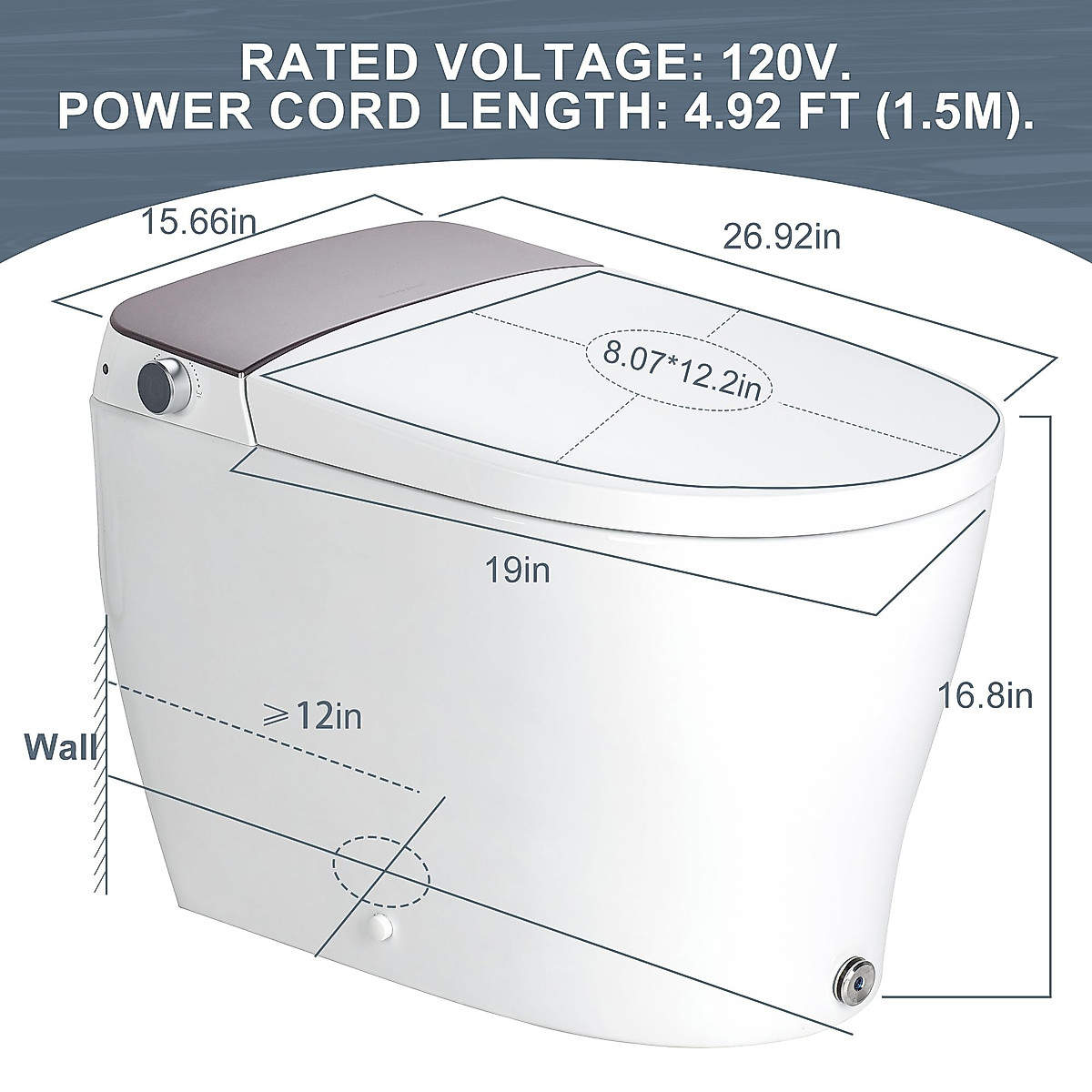 Casta Diva Smart Toilet with Tank and Bidet Built-in Quiet Powerful Auto Flushing Auto Open/Close 1.06GPF Toilets for Bathrooms with Low Water Pressure