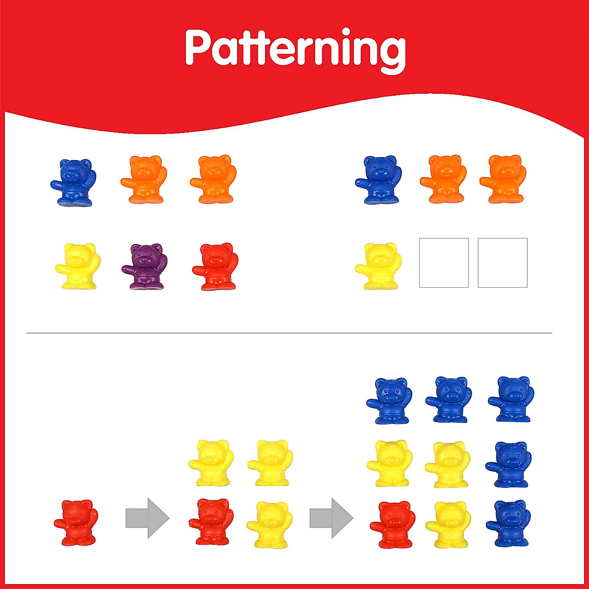 edxeducation Counting Bears with Matching Bowls - Early Math Manipulatives - 68pc Set - 60 Bear Counters, 6 Bowls & 2 Game Spinners - Home Learning