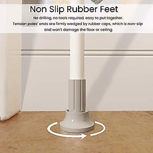 DYN Ptah 4-Tier Over Toilet Bathroom Organizer Floor to Ceiling, Over The Toilet Storage Rack with Tension Poles/Shelves, Adjustable Height, Width and Position, Metal Grey