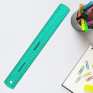 Westcott 16012 Shatterproof Beveled Transparent Ruler, Green, 12 in