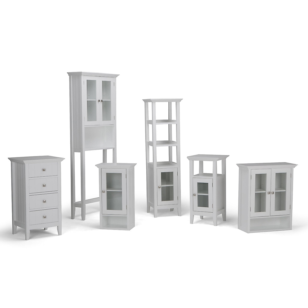 SIMPLIHOME Acadian 56.1 inch H x 15.75 inch W Bath Storage Tower Bath Cabinet in White with Storage Compartment and 3 Shelves,for the Bathroom, Transitional