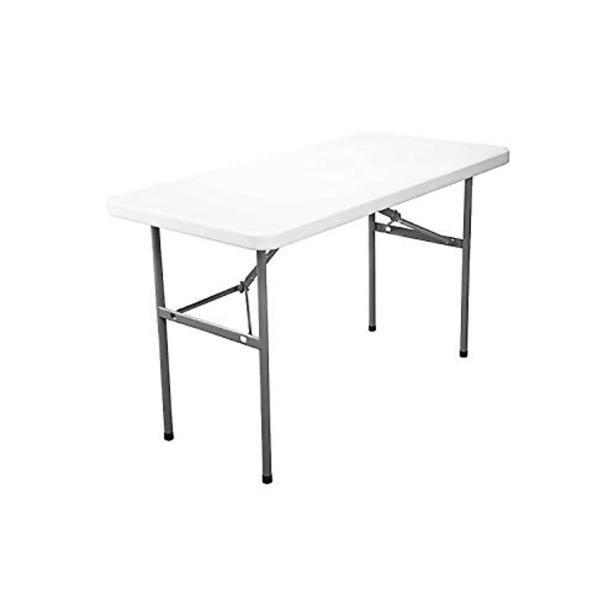 New Home Era Folding Table - Foldable Heavy Duty Plastic Table for Indoor & Outdoor Parties, Picnic, Camping, Wedding, BBQ Catering, Garden Dining - Fold-in-Half Portable Utility Table - White - 4ft