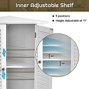 Tangkula Bathroom Corner Cabinet, Storage Cabinet w/Double Shutter Doors & Adjustable Shelf, Freestanding Floor Cabinet for Bathroom Living Room, 13 x 25.5 x 31.5 Inch (White)